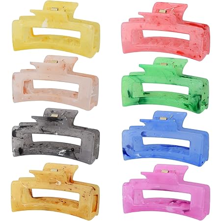 Amazon.com: 15 Pack Rectangle Hair Claw Clips Solid Color Hair Clips ...