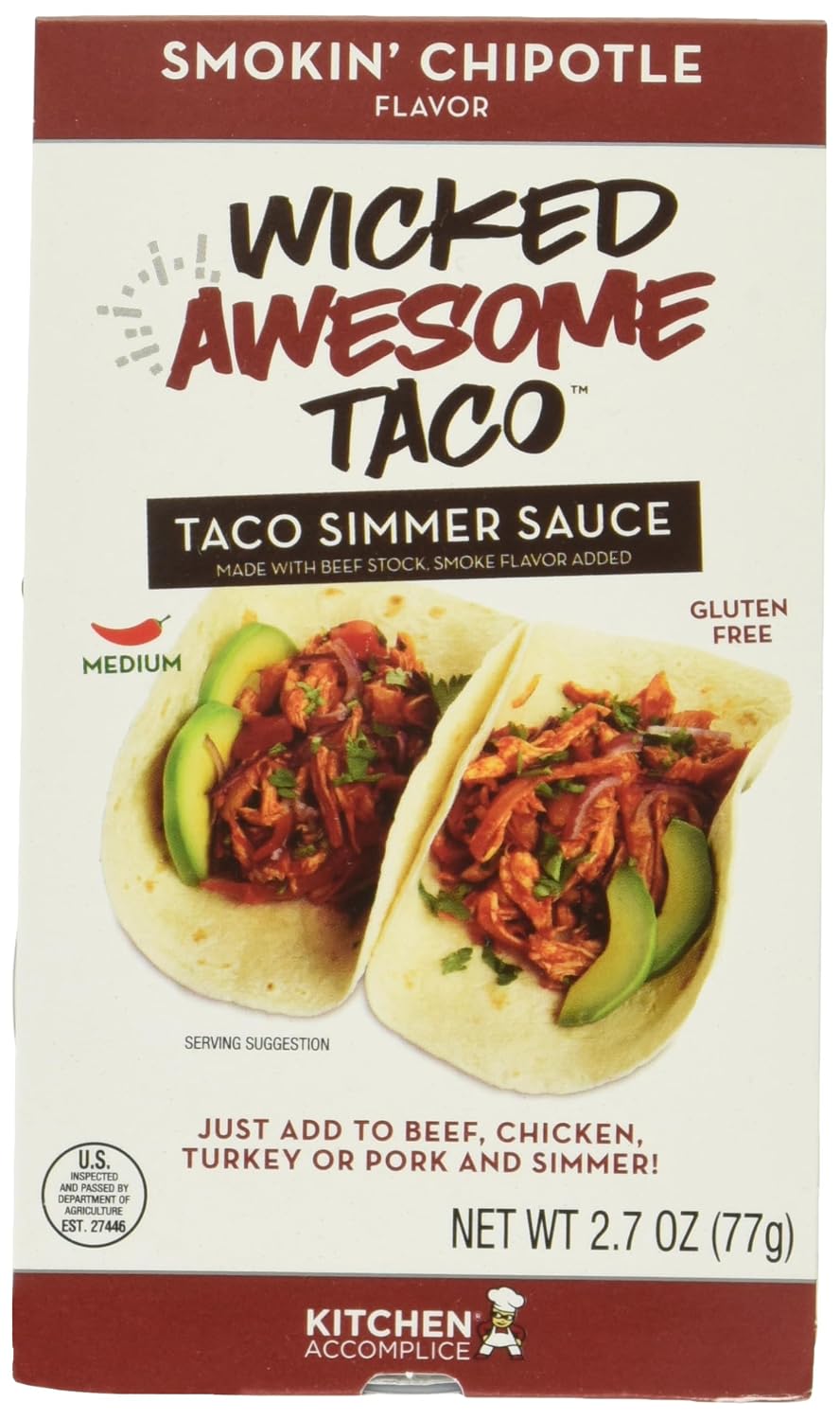 Amazon.com : Kitchen Accomplice Wicked Tasty Taco Simmer Sauce, Smokin ...