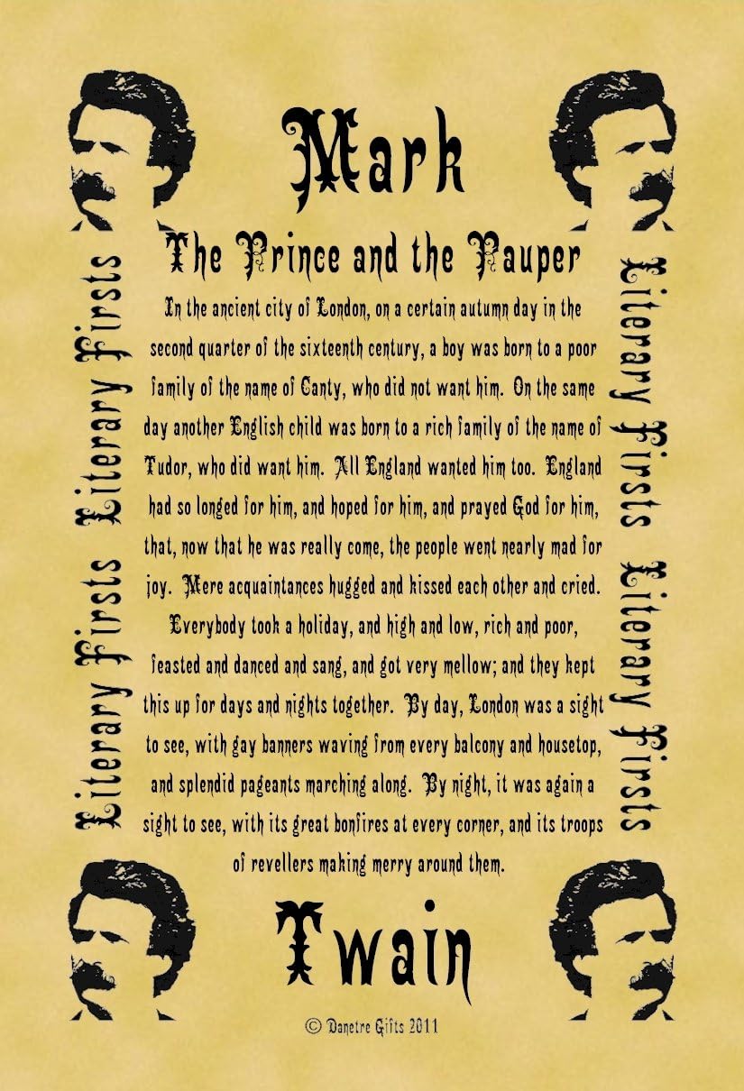 Amazon.com: A4 Size Parchment Poster Mark Twain First Lines The Prince ...