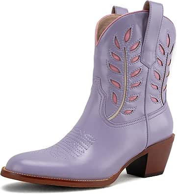 Amazon.com: KaroNairy Short Cowboy Boots for Women Western Contrast ...