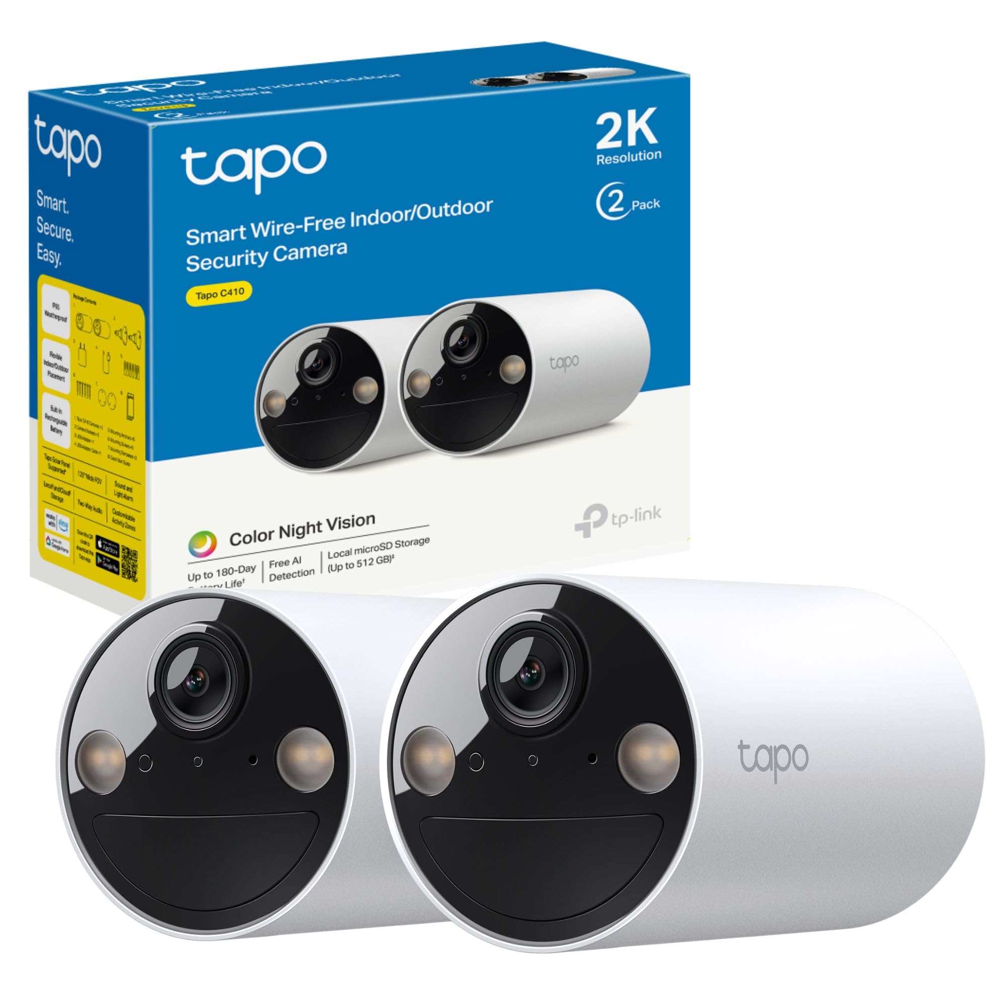 Tapo 2K Smart Security Camera Outdoor Wireless, Battery-Powered ...