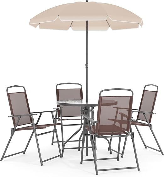 Amazon.com : Flash Furniture Nantucket 6-Piece Patio Dining Set with ...