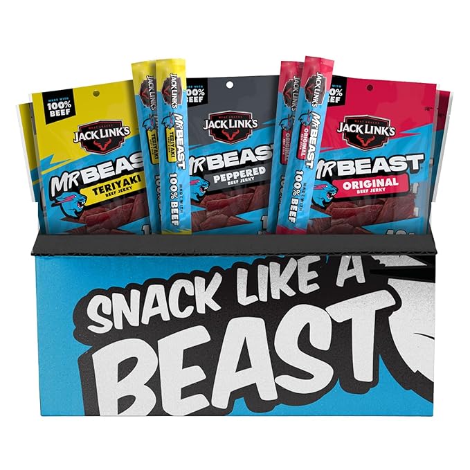 Amazon.com: Jack Link’s x MrBeast Beast Beef Jerky Variety Box, 1.25oz ...