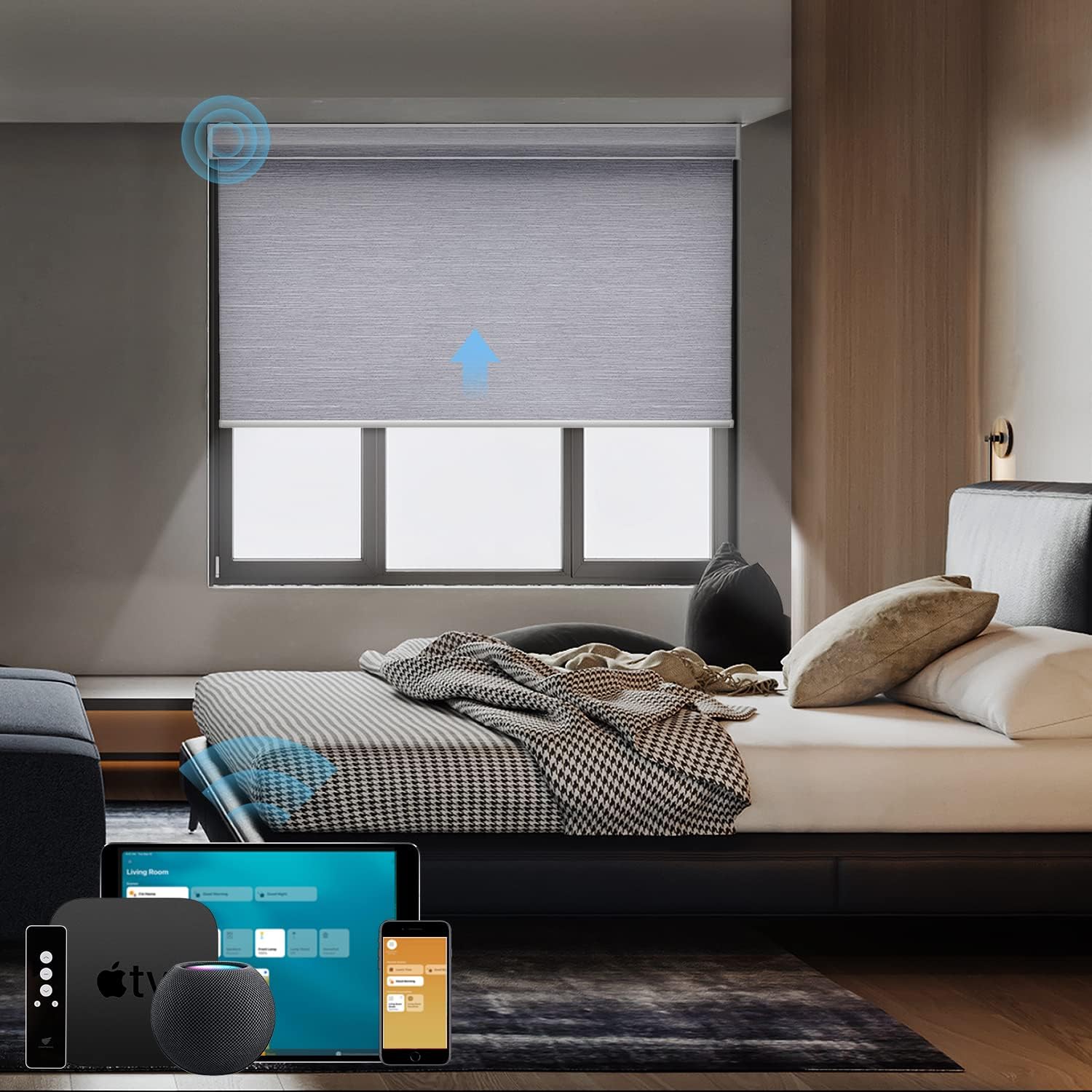 Amazon.com: SmartWings Motorized Roller Shade Work with HomeKit, 100% Blackout Customized Smart ...