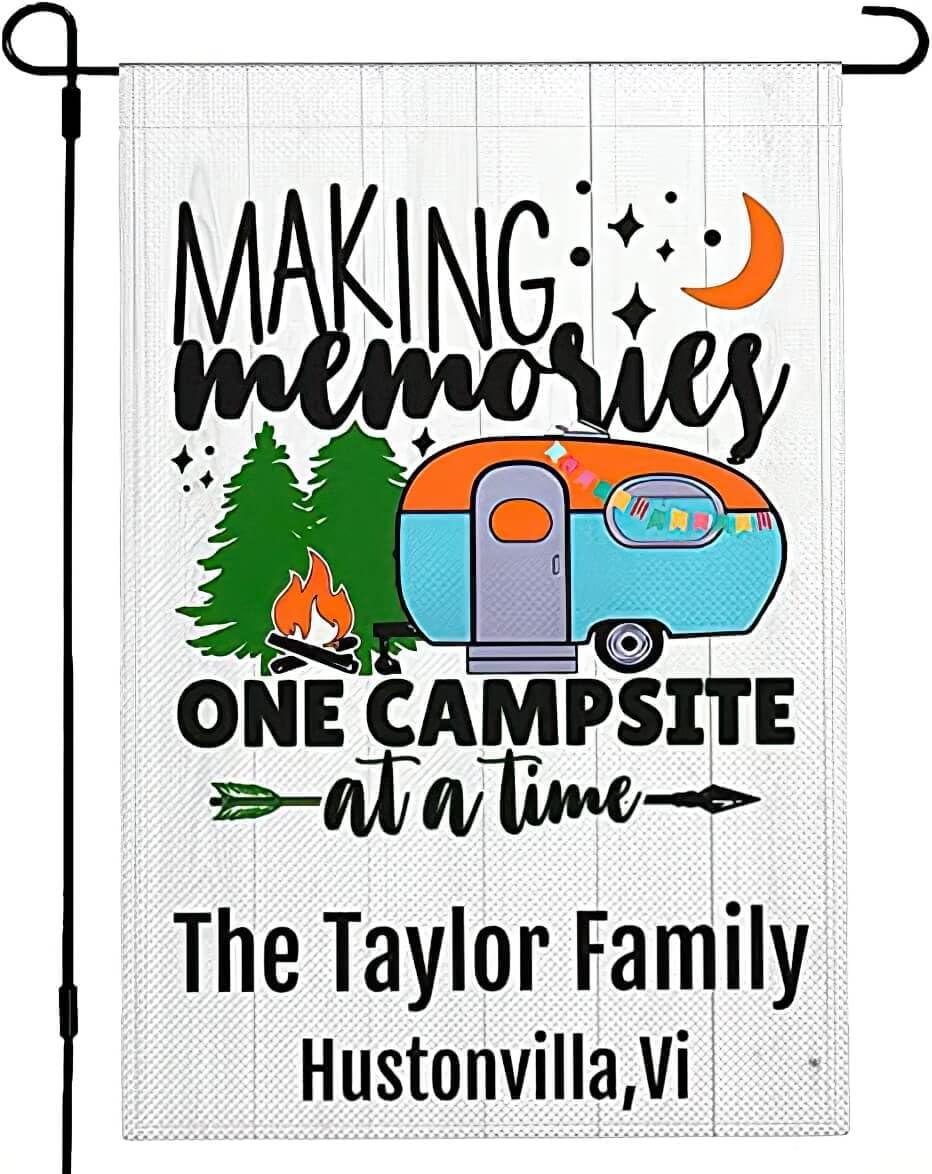 Amazon.com : Personalized Camping Flags for Campsite Campers: Burlap ...
