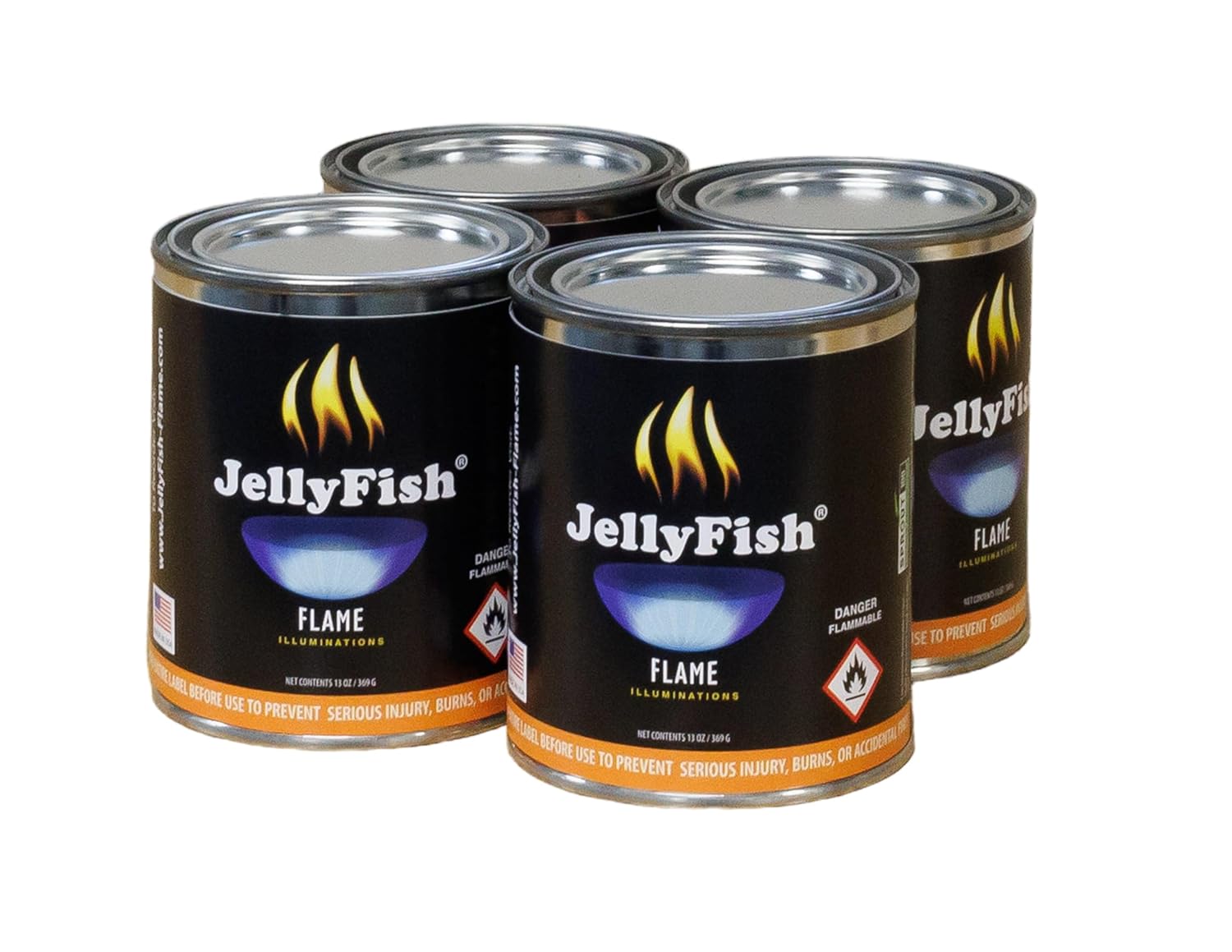 Real JellyFish Flame Premium Gel Fuel 4 Cans Indoor or Outdoor Made in ...