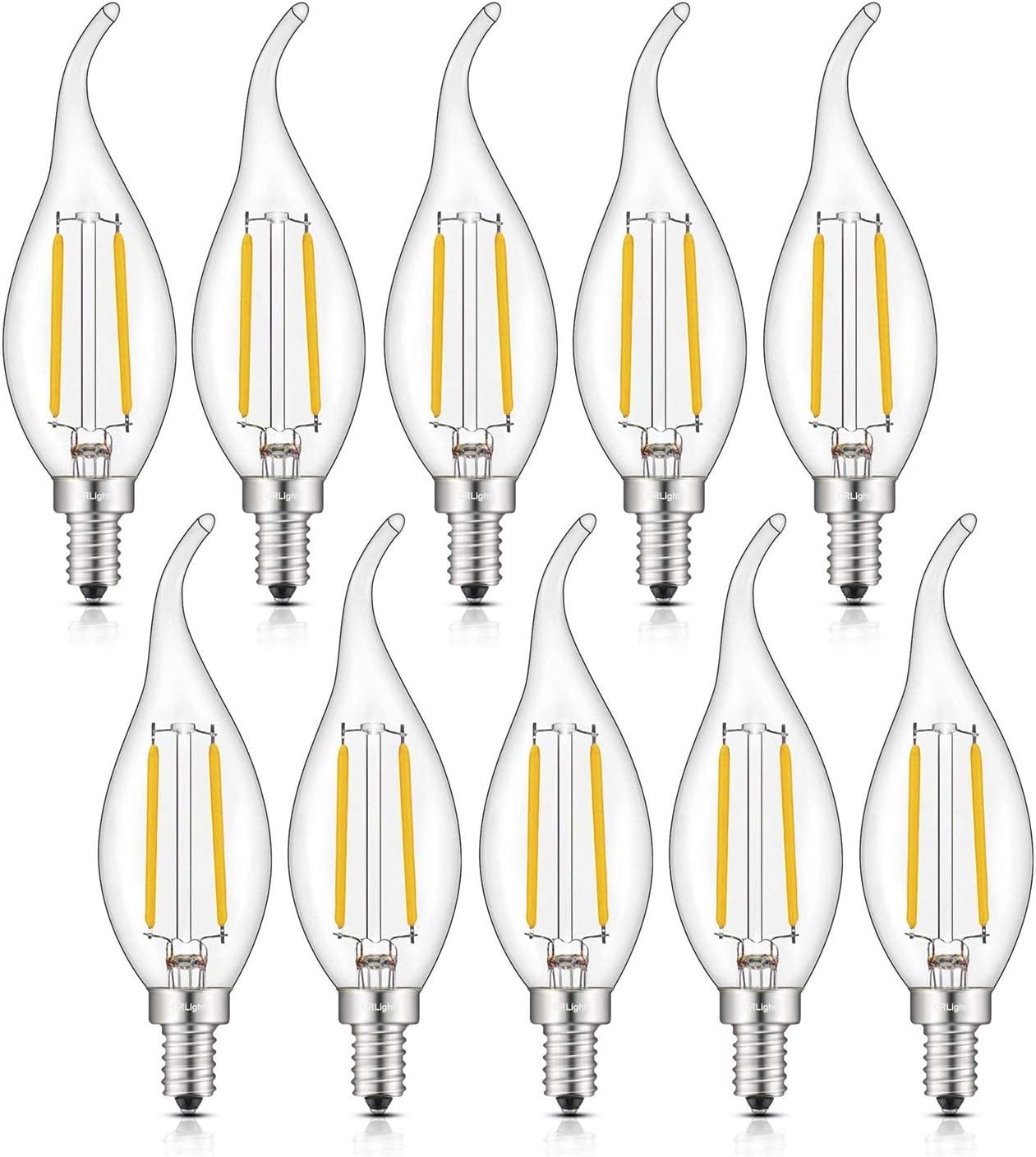 CRLight 2W Dimmable LED Candelabra Bulb 2700K Warm White, 250LM 25W ...
