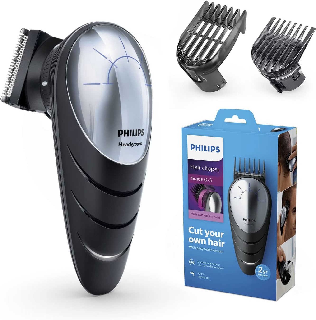 Philips QC5570 / 13 DIY Headgroom plus Easy Reach 180 degrés tondeuse à ...