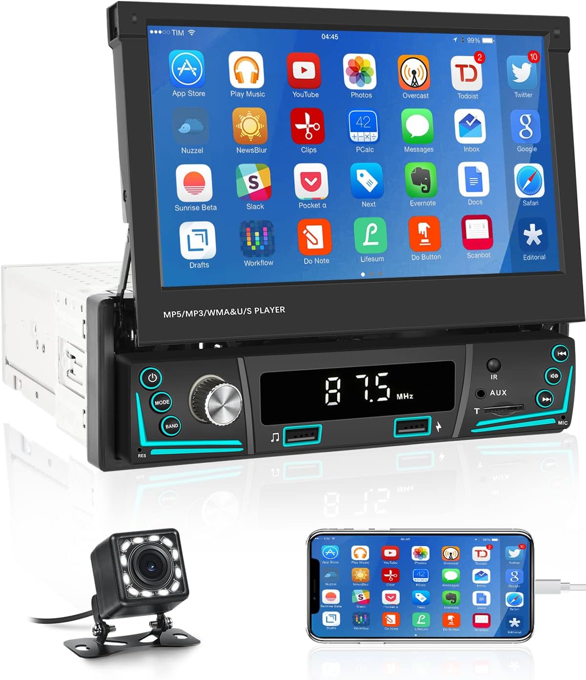 Amazon.com: Hikity Single Din Car Stereo Bluetooth for Wireless Music 7 Inch Flip Out ...