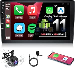 Amazon.com: 2+32G 9 inch Touchscreen Android Double Din Car Stereo with ...