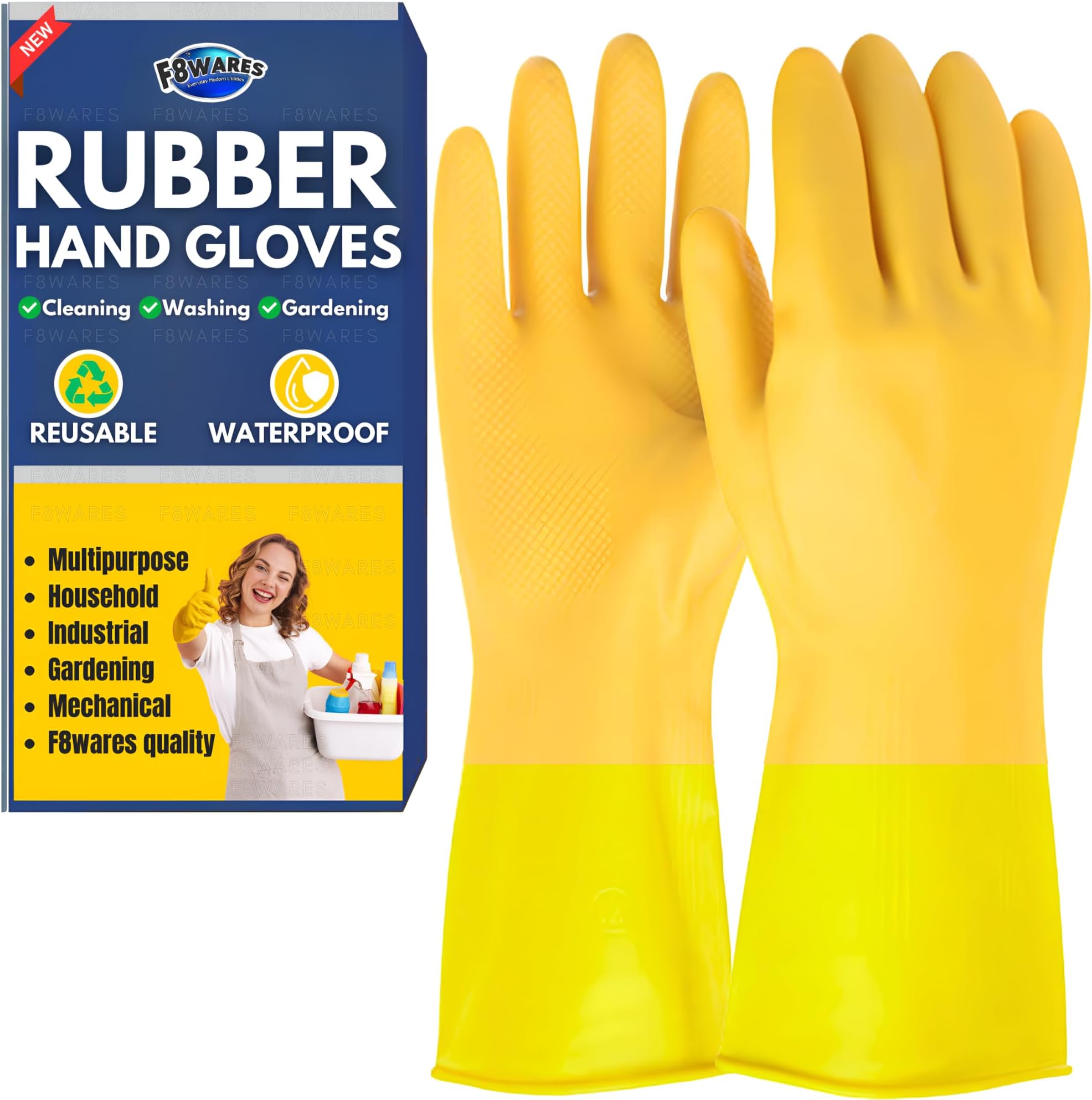 MNU Heavy duty rubber gloves for clothes washing & kitchen cleaning ...