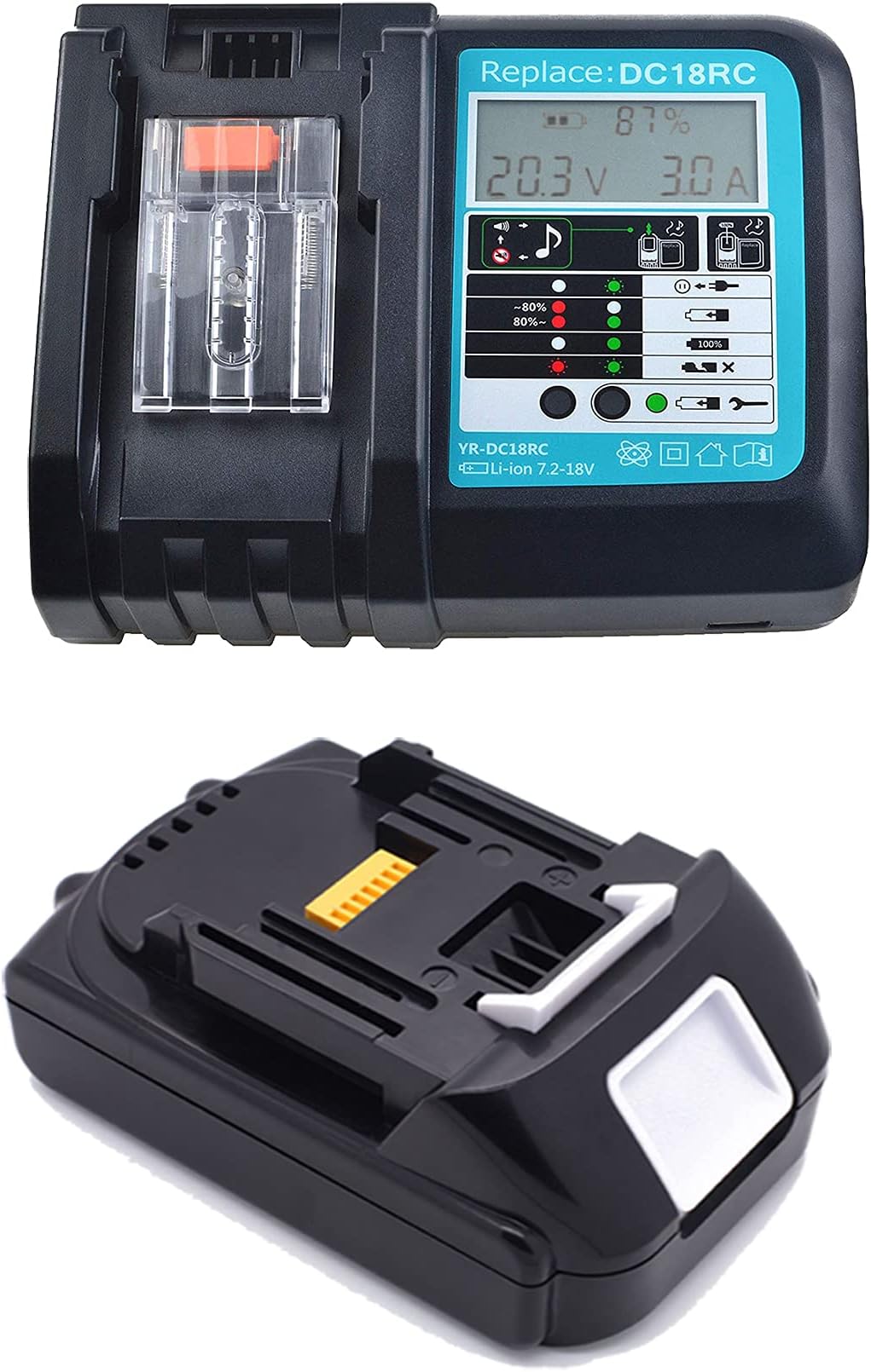 18V 1.5Ah Battery BL1815 BL1815N and Rapid Charger DC18RC with LED ...