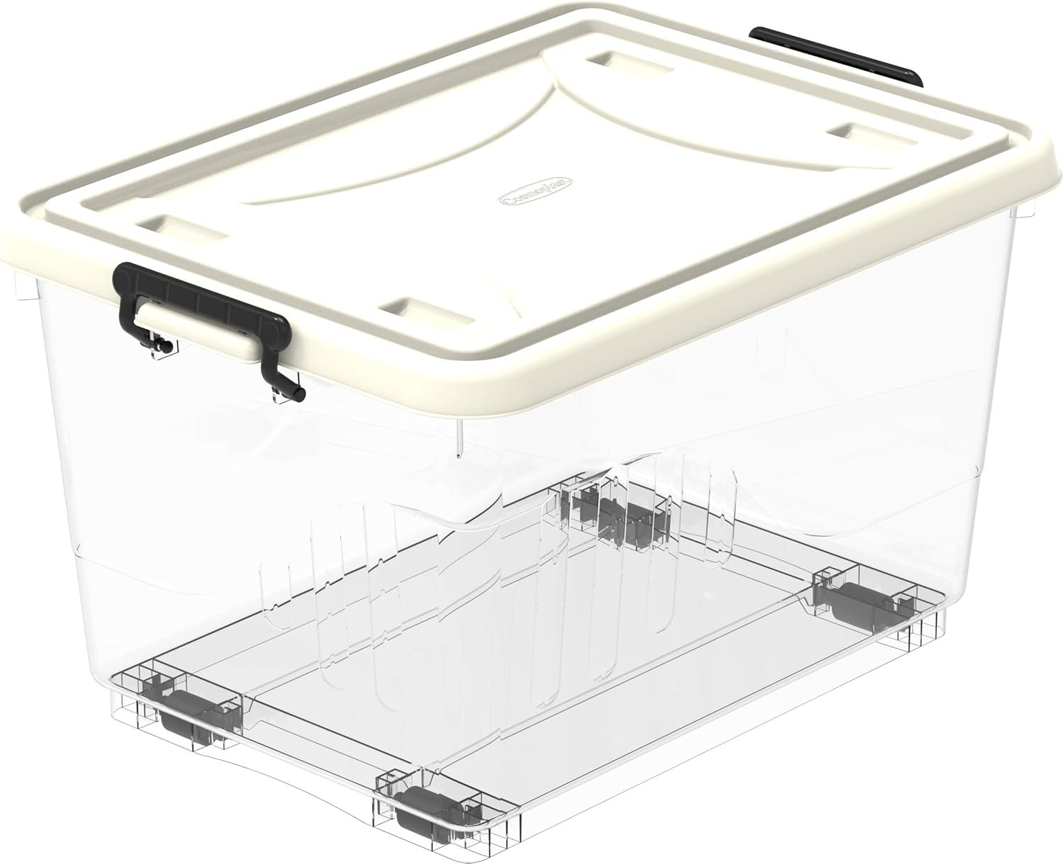 Cosmoplast 33L Clear Plastic Storage Box With Wheels & Lockable Lid, 33 ...