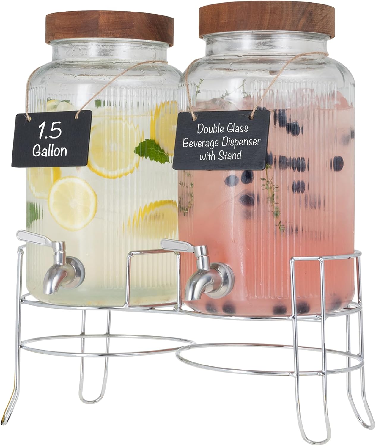 Amazon.com | Ilyapa Glass Drink Dispensers for Parties with Stand - 2 ...