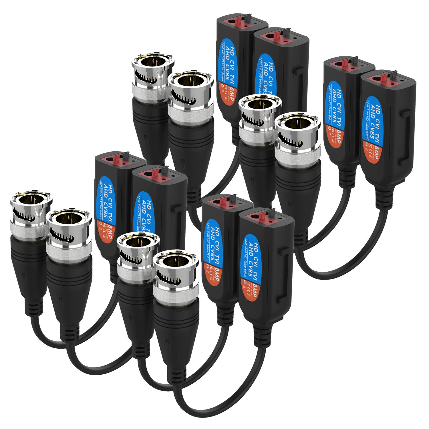 Amazon.com: VIMIP [8MP 1080P] HD-CVI/TVI/AHD Video Balun Mini CCTV BNC ...