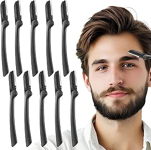 Andibro 10Pack Folding Eyebrow Razors,Dermaplane Razor for Men, Multi ...