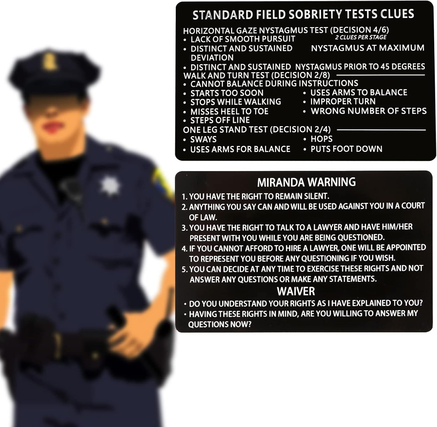 Amazon.com : Velinpun 10 PCS Metal Miranda Warning Card for Police ...