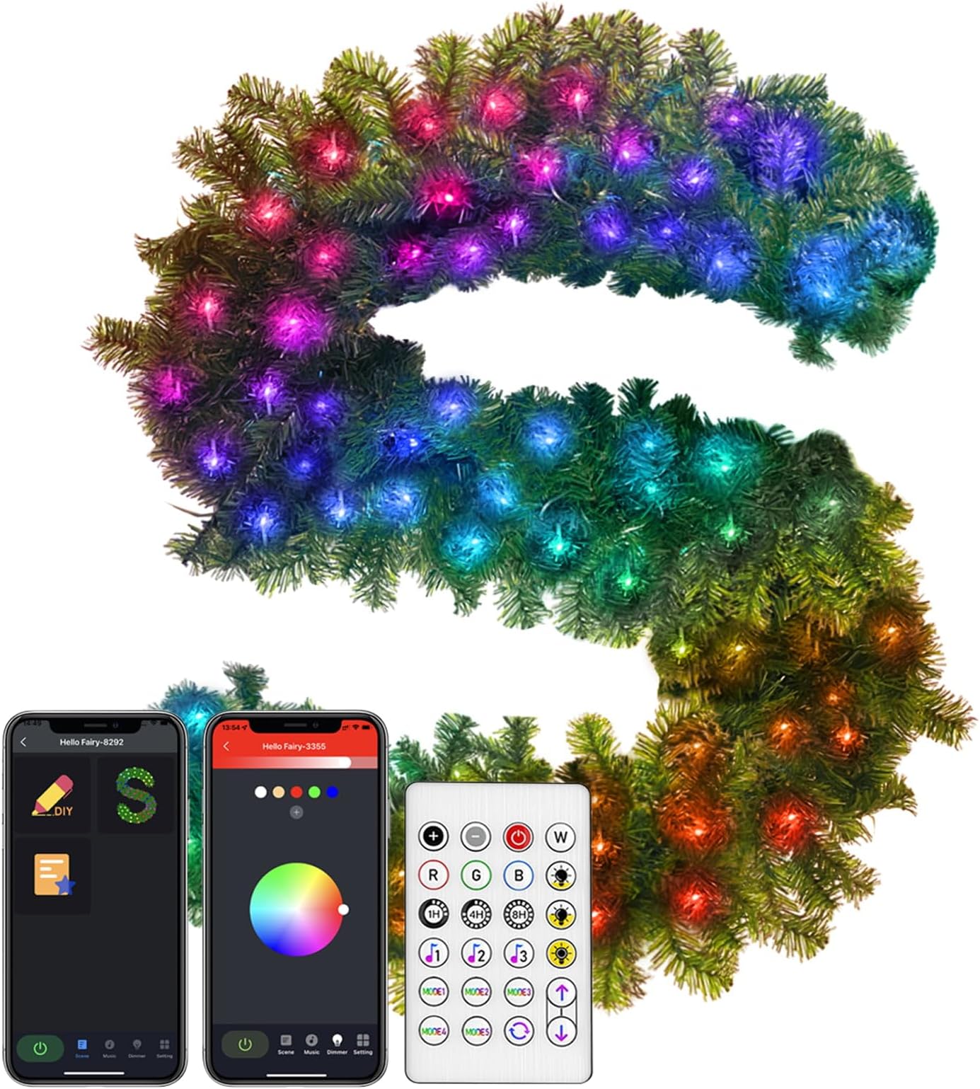 Amazon.com: Liliful 100 ft Christmas Tinsel Garland with Plug in 300 ...