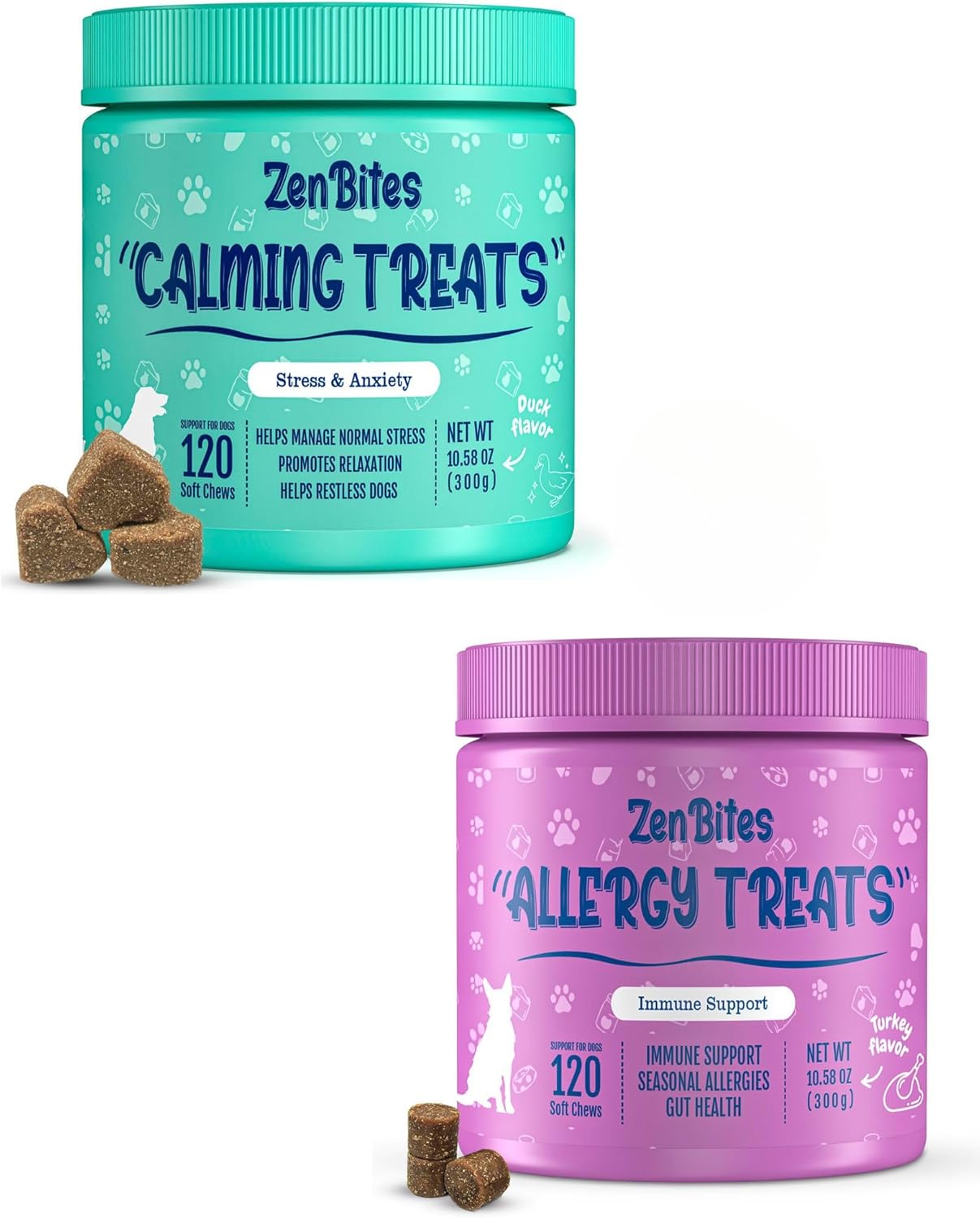 Amazon.com : ZenBites Calming Chews for Dogs Anxiety Itch and Allergy ...