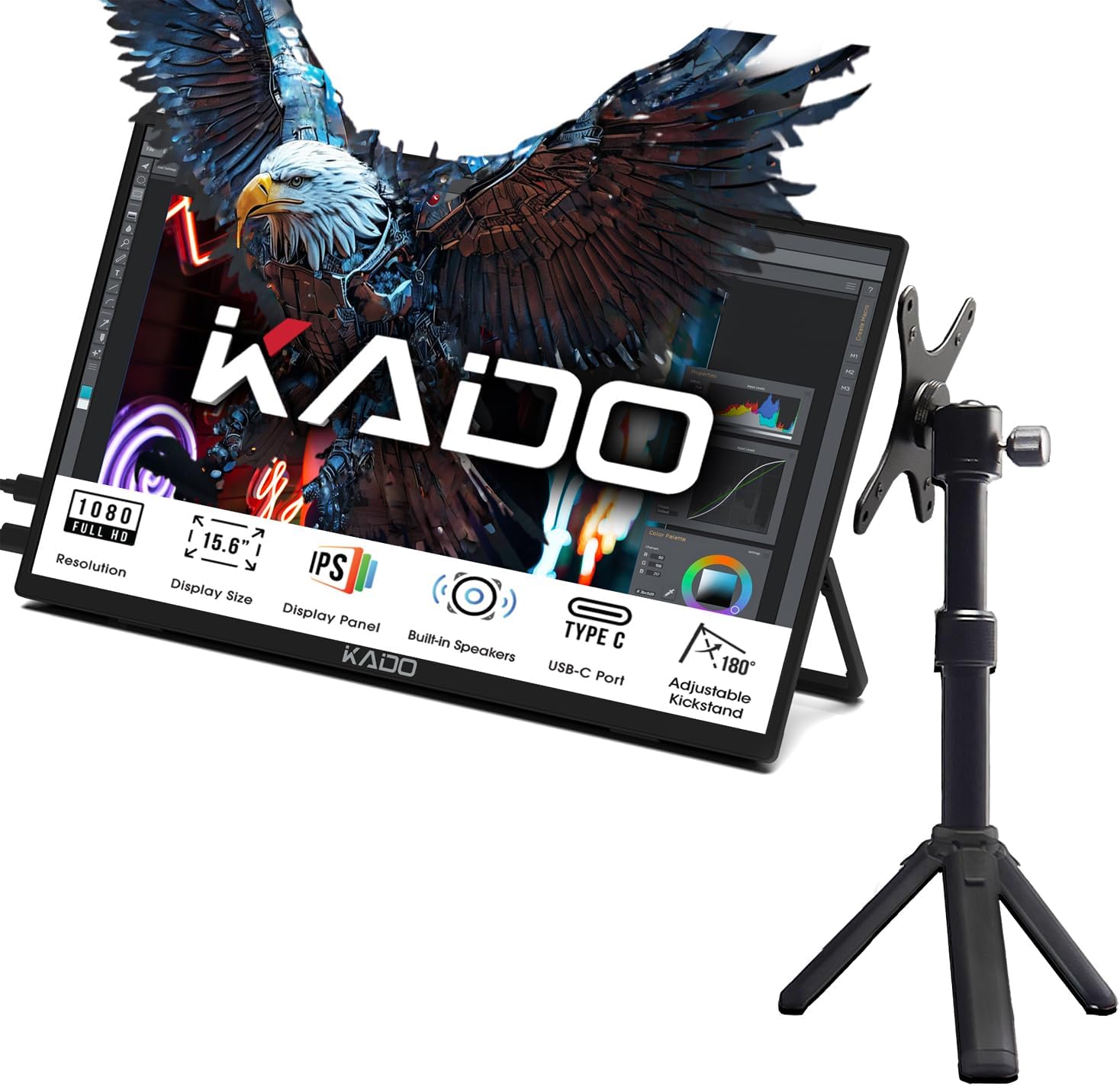 Amazon.com: Kado Portable Monitor 15.6'' FHD 1080p VESA/Clamp Tripod ...