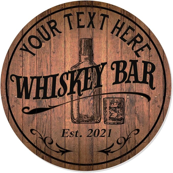 Amazon.com: Personalized Whiskey Bar Sign 10" 14" 18" Round Wood Sign ...