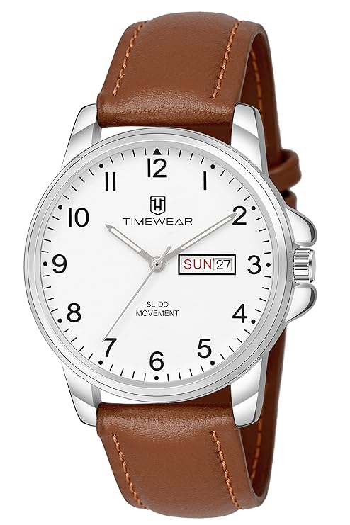 TIMEWEAR Analog New Track Number Dial Day Date Functioning Brown ...