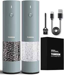[Upgraded Larger Capacity] Electric Blue Salt and Pepper Grinder Set ...