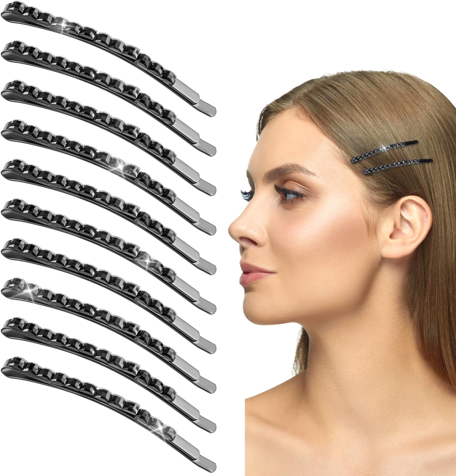 Amazon.com : 12 Pcs Black Rhinestone Bobby Pins Rhinestone Barrettes ...