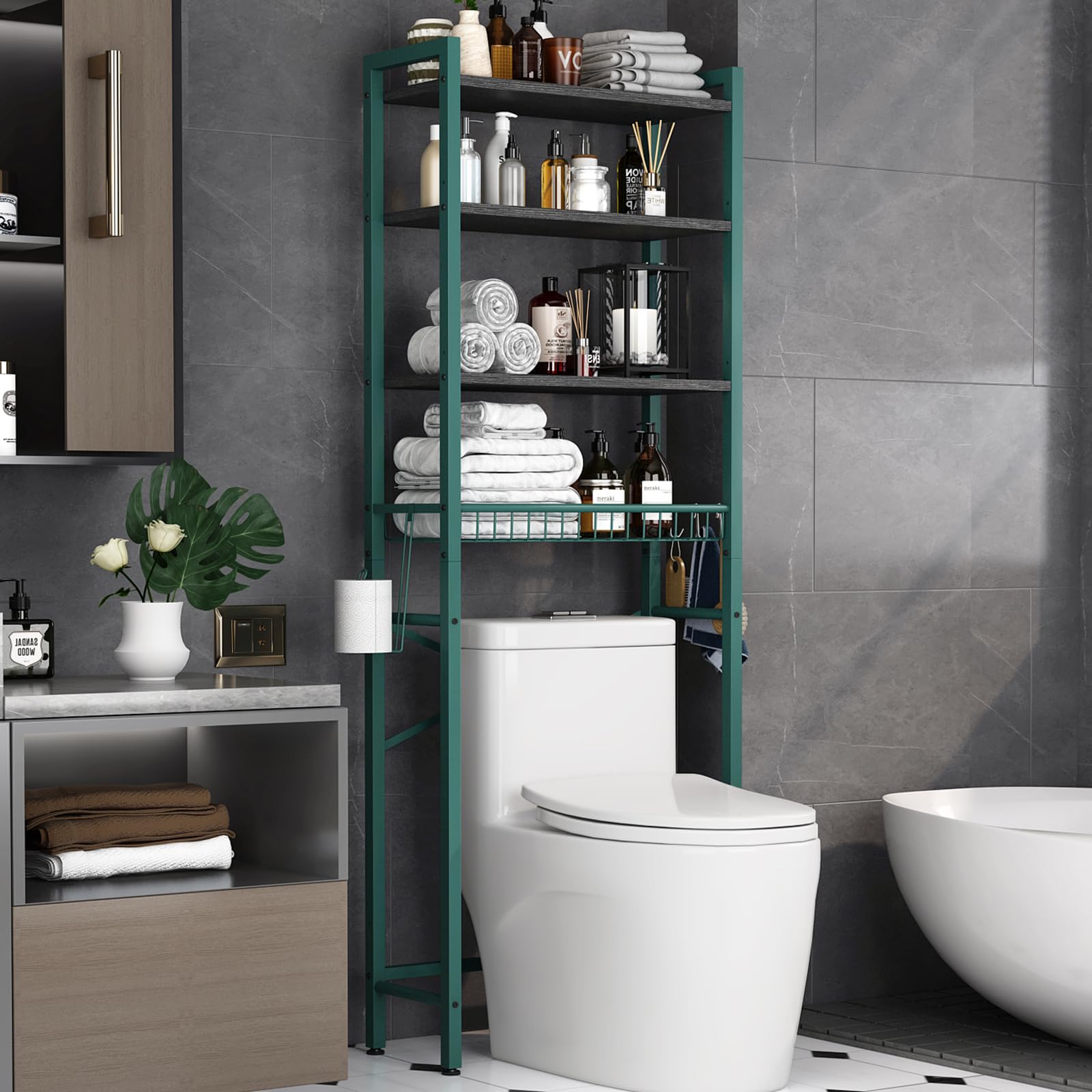 Amazon.com: Kalrin Over-The-Toilet Storage Rack, 4-Tier Bathroom ...