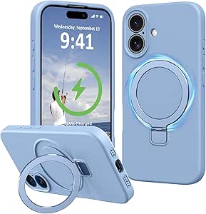 Amazon.com: Vanxiliiy Compatible with iPhone 16 Case Stand, Slim Soft Liquid Silicone Phone ...