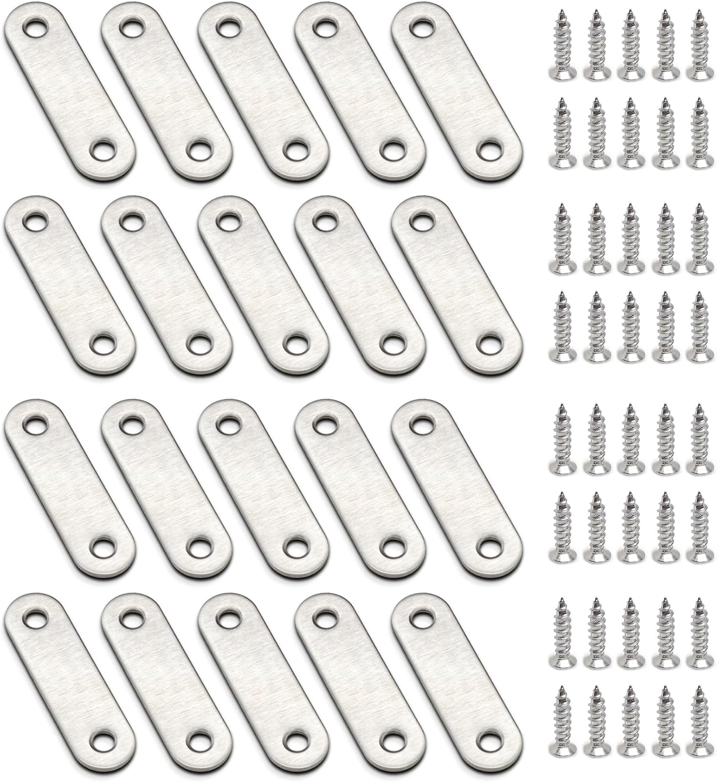 Hyber&Cara 8 Pcs Straight Brace Brackets Stainless Steel Flat Mending ...