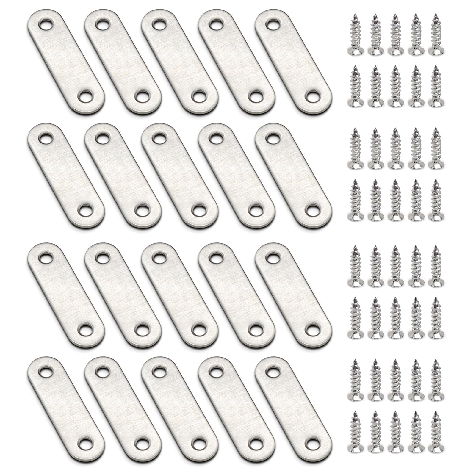 Flat Straight Brackets, 20Pcs Stainless Steel Flat Fixing Brace ...