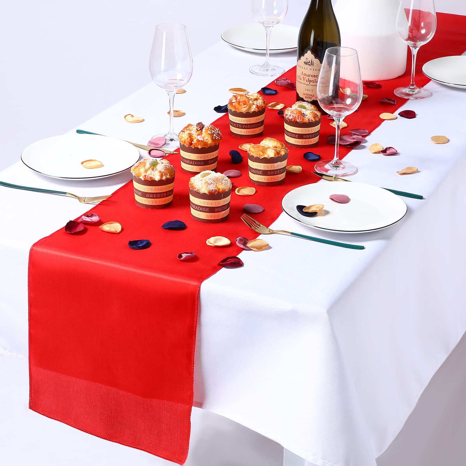 24 Pieces Satin Table Runners 12 x 108 Inches Long Silk Table Runner ...