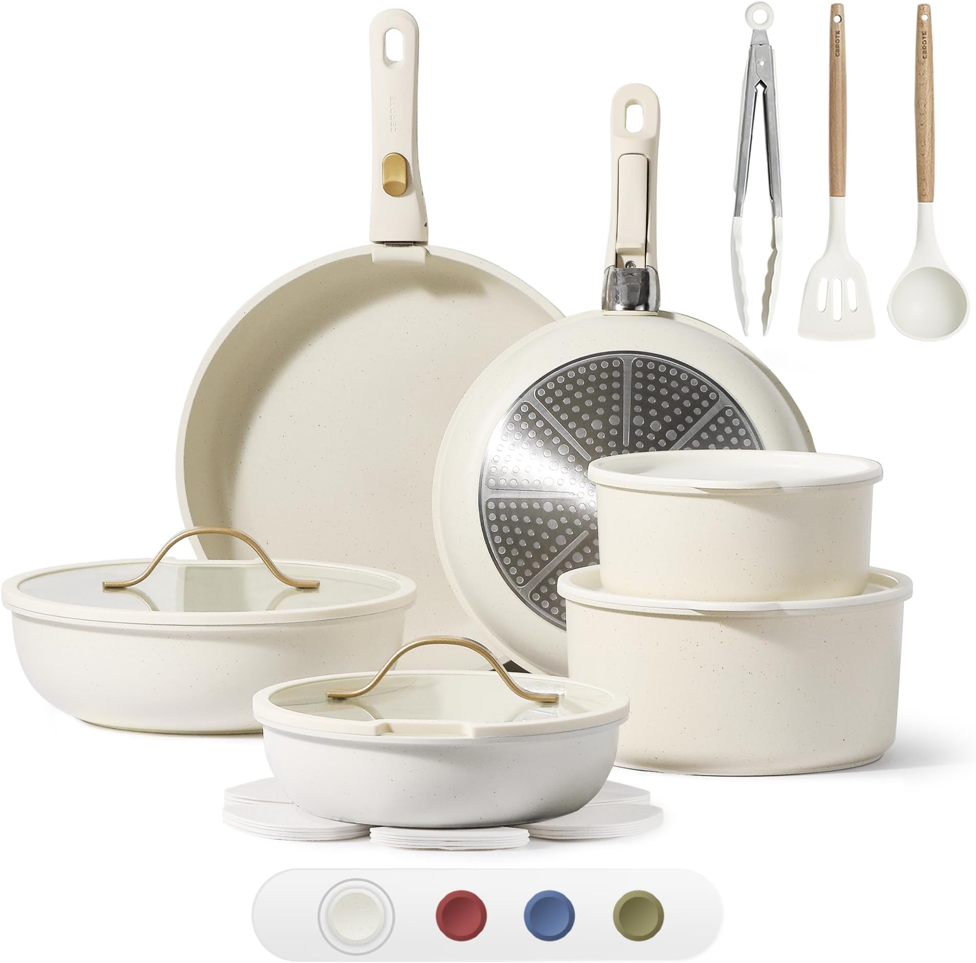 Amazon.com: CAROTE 10PCS Nonstick Cookware Set, Pots and Pans Set Non Stick, Heavy Gauge Kitchen ...