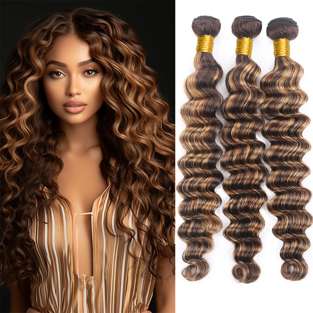 Extensiones de cabello humano degradado con ondas profundas, 24, 26, 28 ...