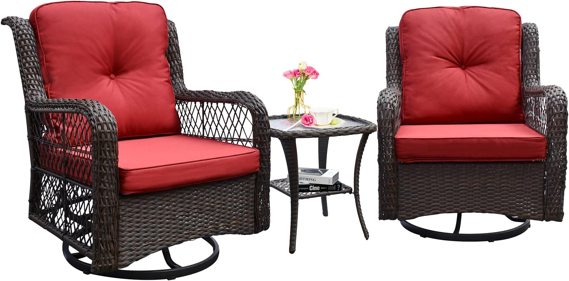 Amazon.com: Outdoor Swivel Rocker Patio Chairs Sets of 2 and Matching ...