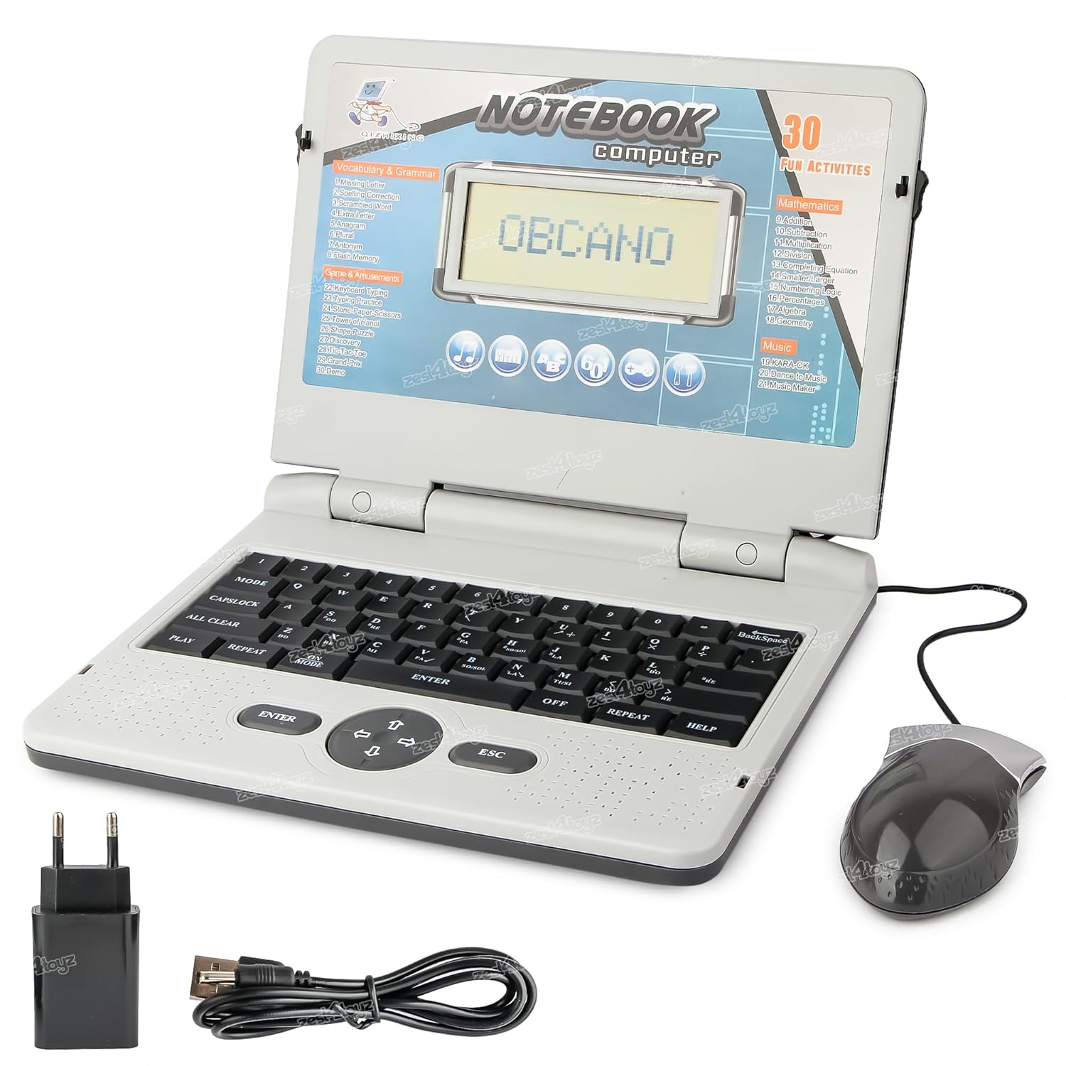 Zest 4 Toyz 30 Fun Activities & Games Laptop Notebook Computer Toy for Kids Rechargeable with ...