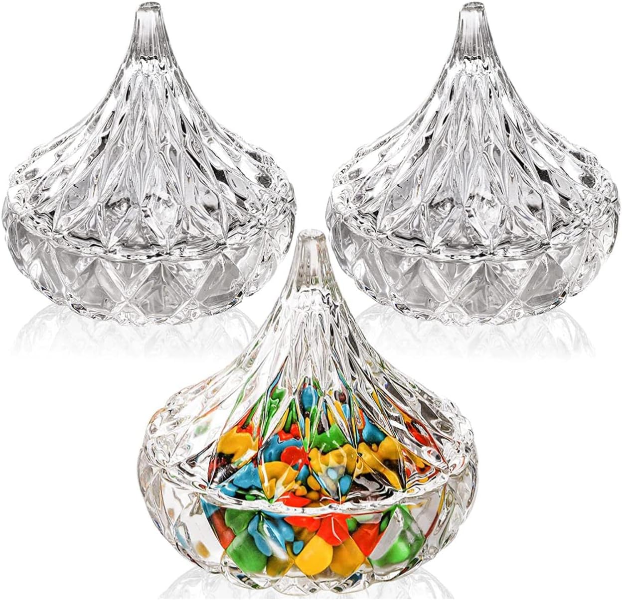 ECVV Clear Glass Candy Dish with Lid - Covered Candy Bowl, Crystal ...