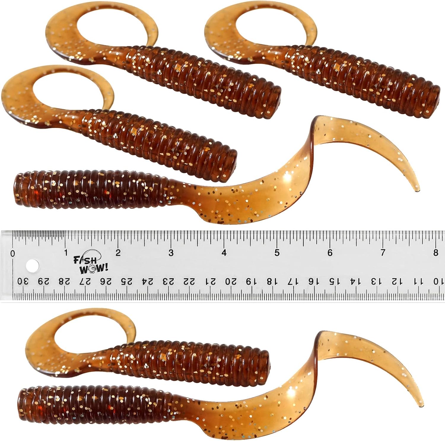 Amazon.com : 6pcs 8" (with Tail Extended) Curly Single Tail Perch Grub ...
