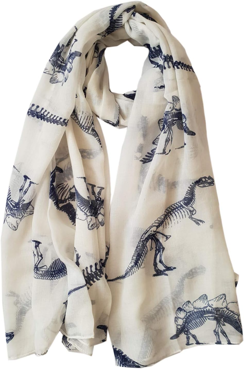 GlamLondon Women's Dinosaurs Print Scarf (Creamy White)(Size: Large ...