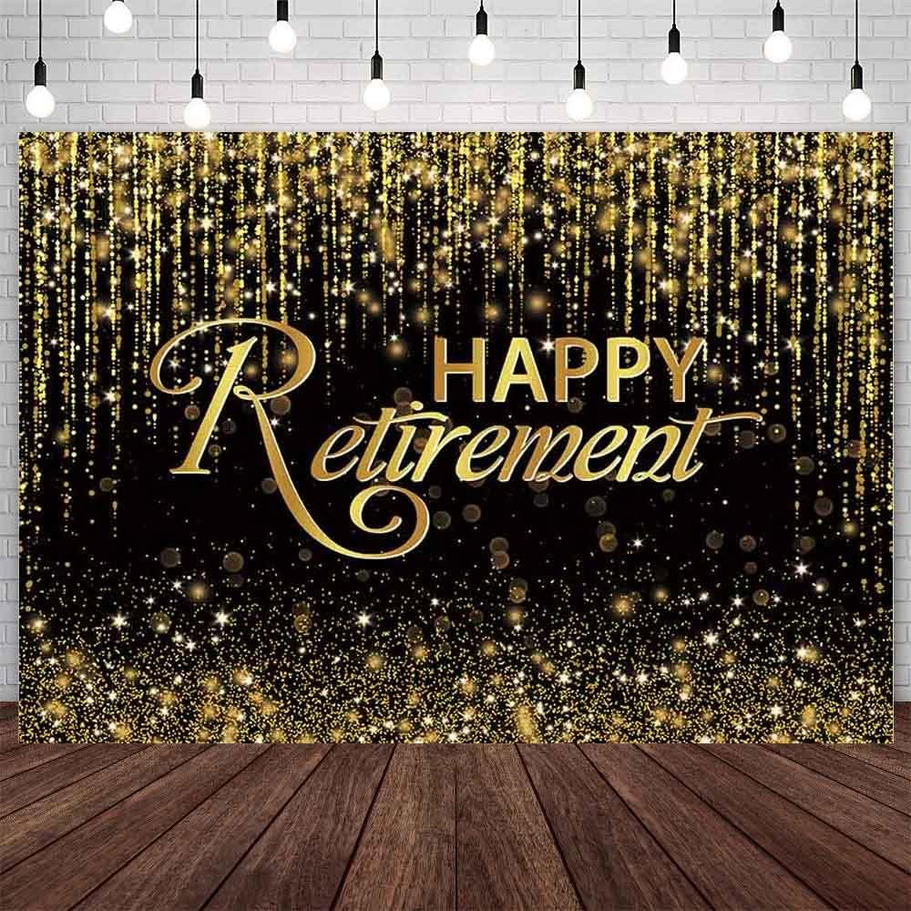 Amazon.com : SENDY 7x5ft Happy Retirement Backdrop Black and Gold ...