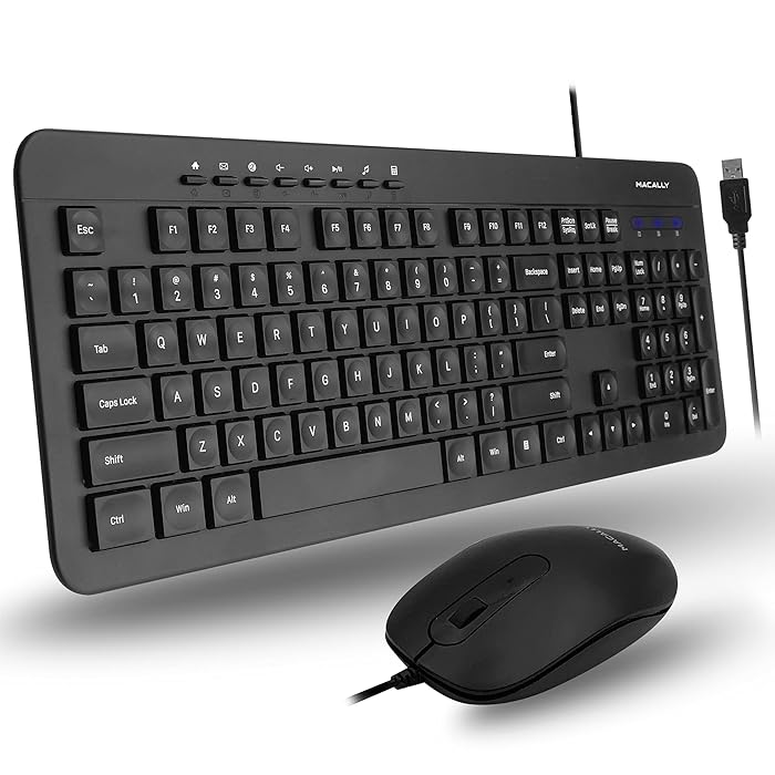 Buy Macally USB Wired Keyboard and Mouse Combo - Plug and Play USB ...