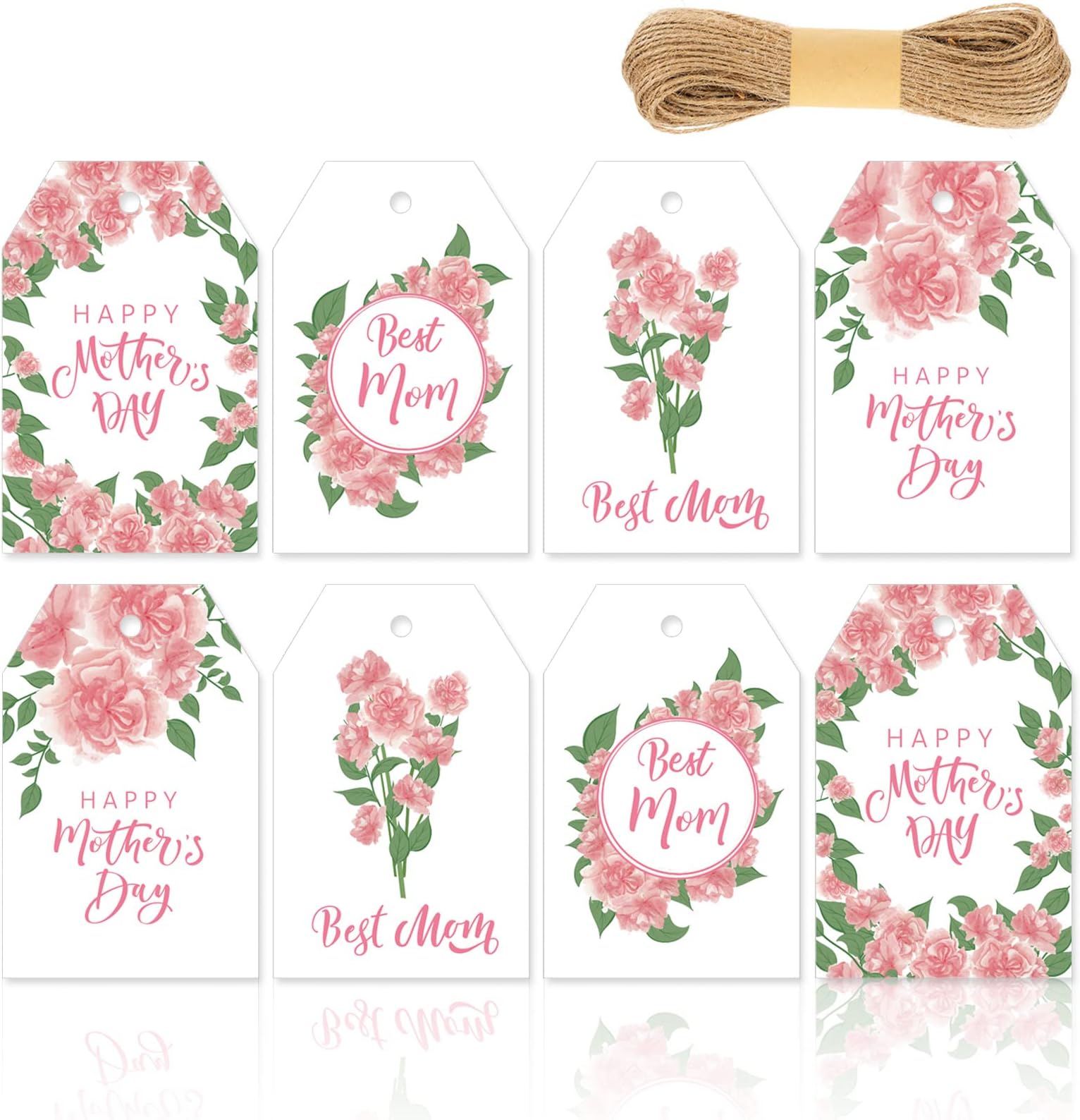 Amazon.com : Whaline 100Pcs Mother's Day Gift Tags with 98.4 Feet Hemp ...