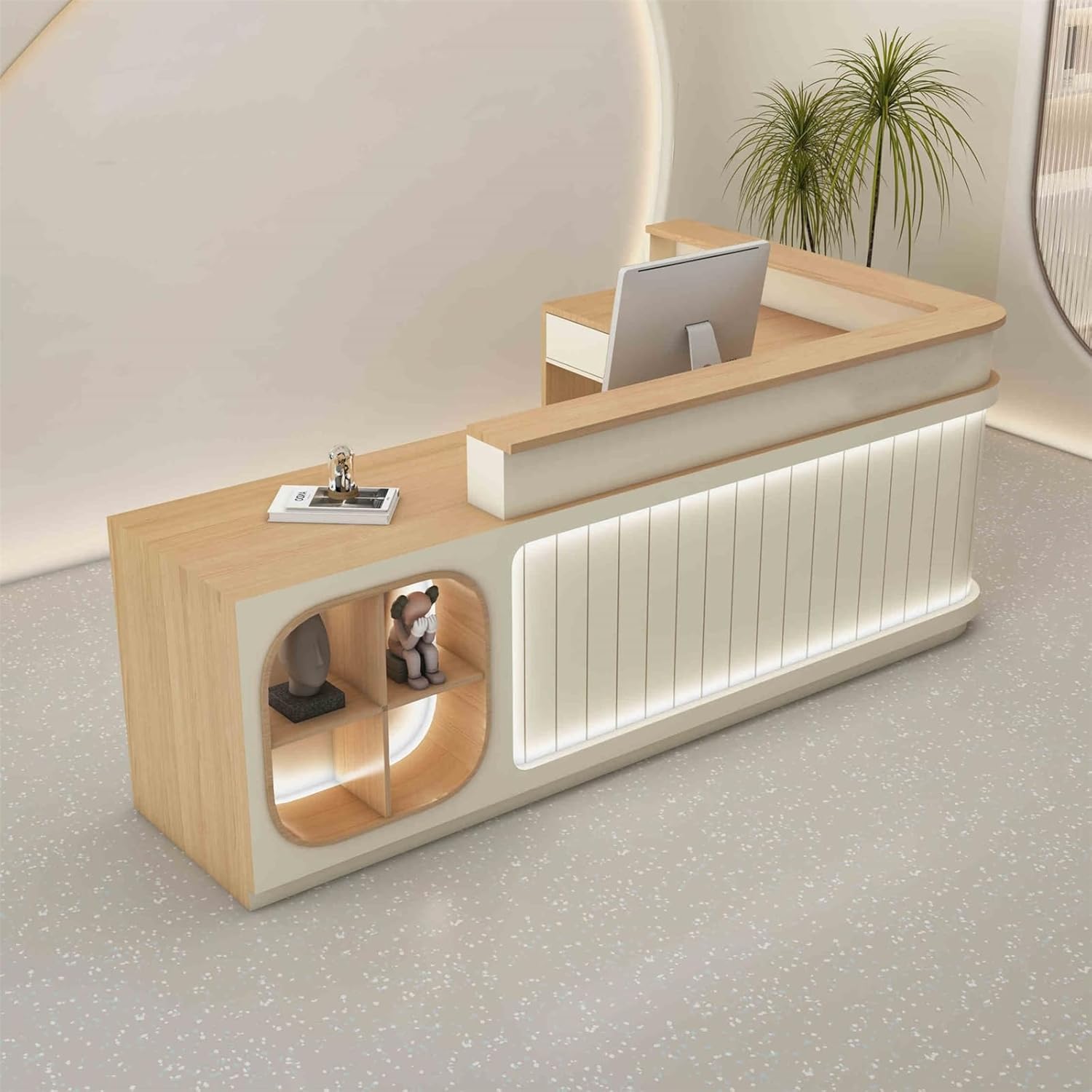 Amazon.com: ZGNBSD Reception Desk - Modern L-Shaped Front Desk with ...