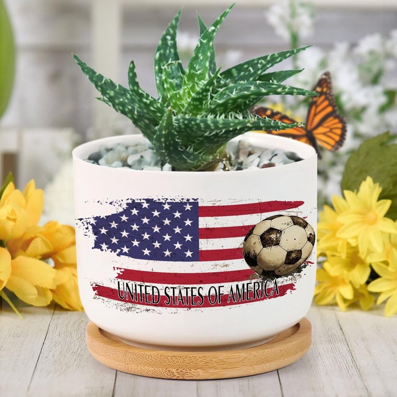 Amazon.com: Soccer United States Of America Flag Pots National Flag ...