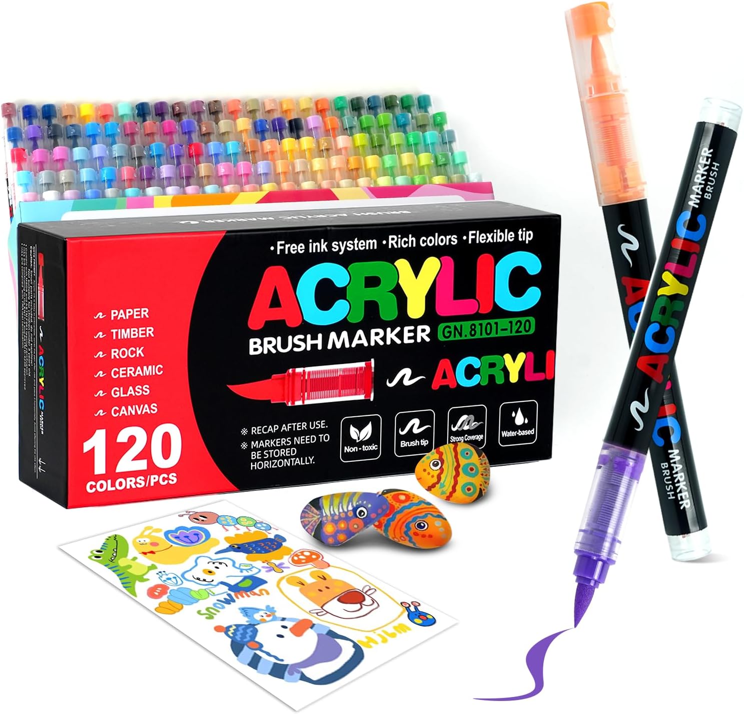 Amazon.com: Yolaka 120 Colors Paint Pens, Quick-Drying Soft Brush Tip ...