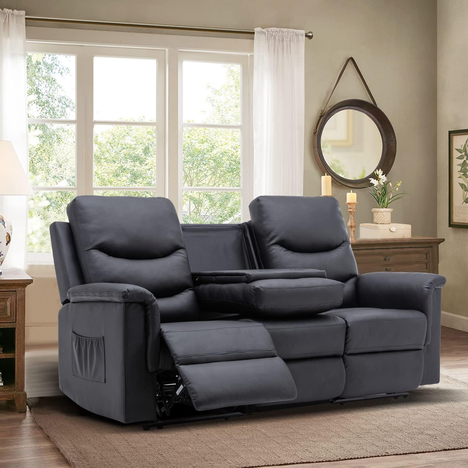 Amazon.com: Power Reclining Sectional Motion Sofa,Upholstery Symmetrical L-Shaped Recliner ...