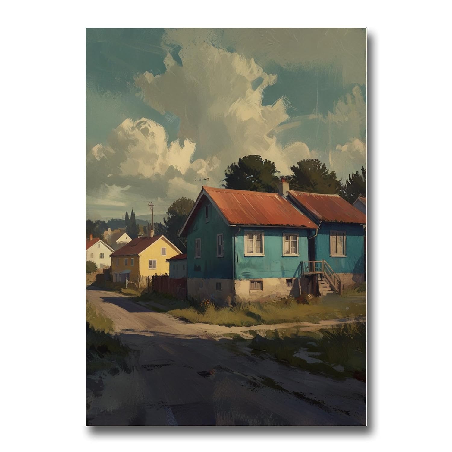Amazon.com: Colourful Houses - Poster Print Watercolour Colourful ...