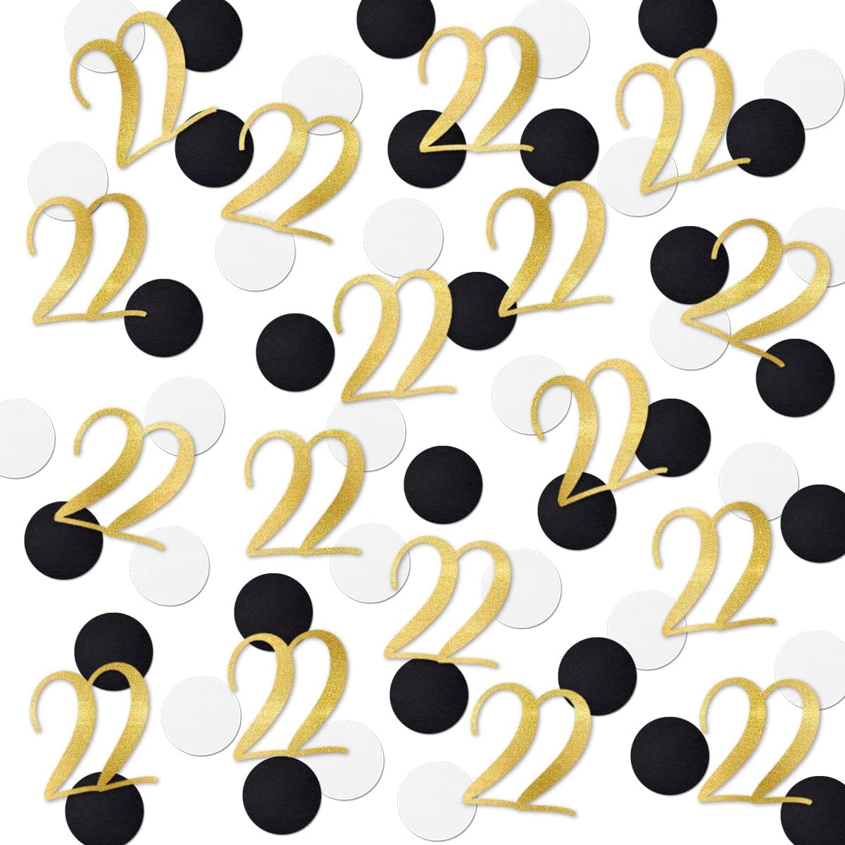 Amazon.com: Gold Glitter 22 Confetti, 22nd Birthday Number Confetti ...
