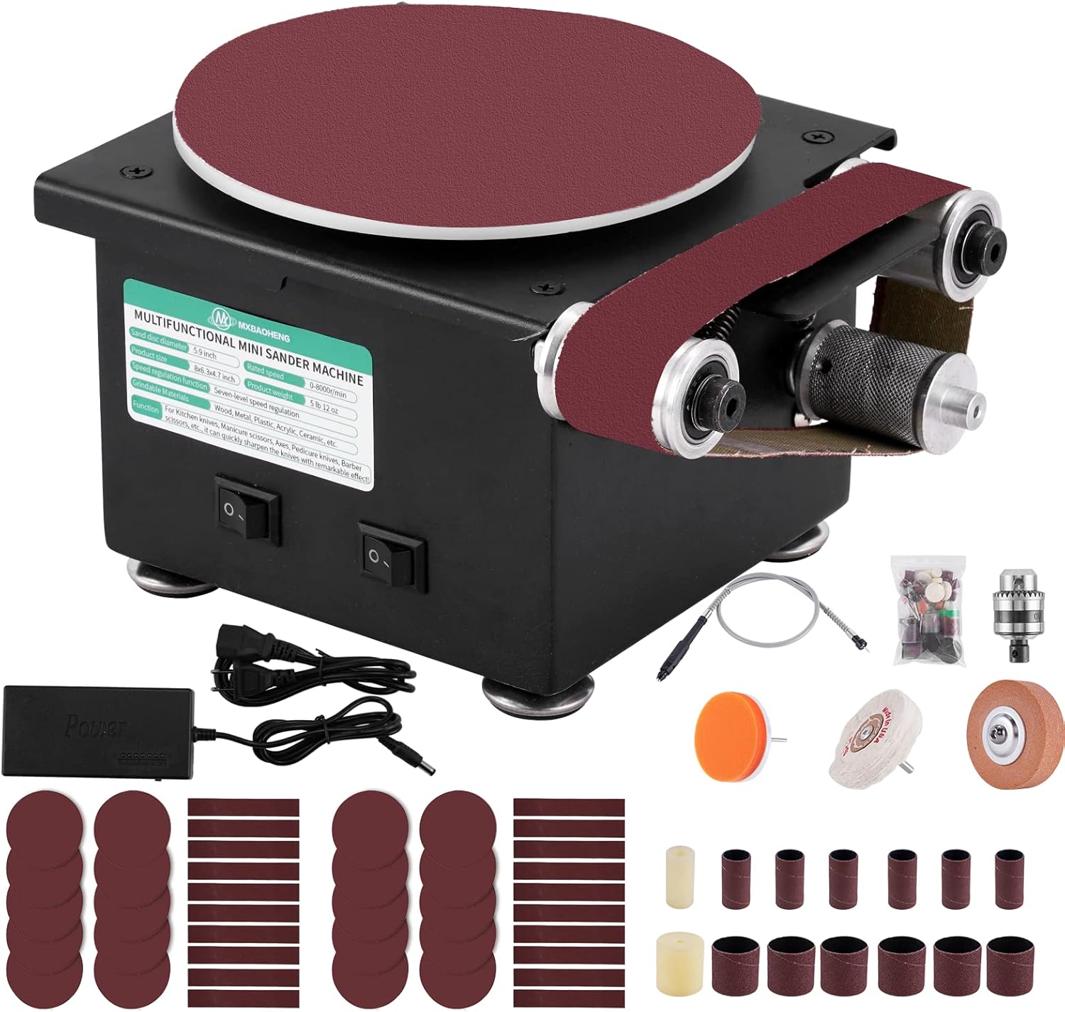 Mini Belt Disc Sander 6-Inch Sanding Disc and 1.2 x 15-Inch Sanding ...